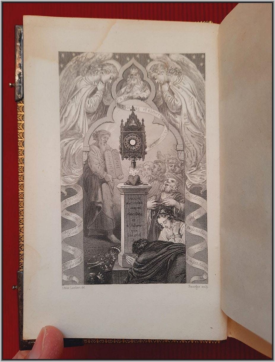 1861 Antique CLASPED Christian Art Missal - CLASPS Gauffered Page Edges ...