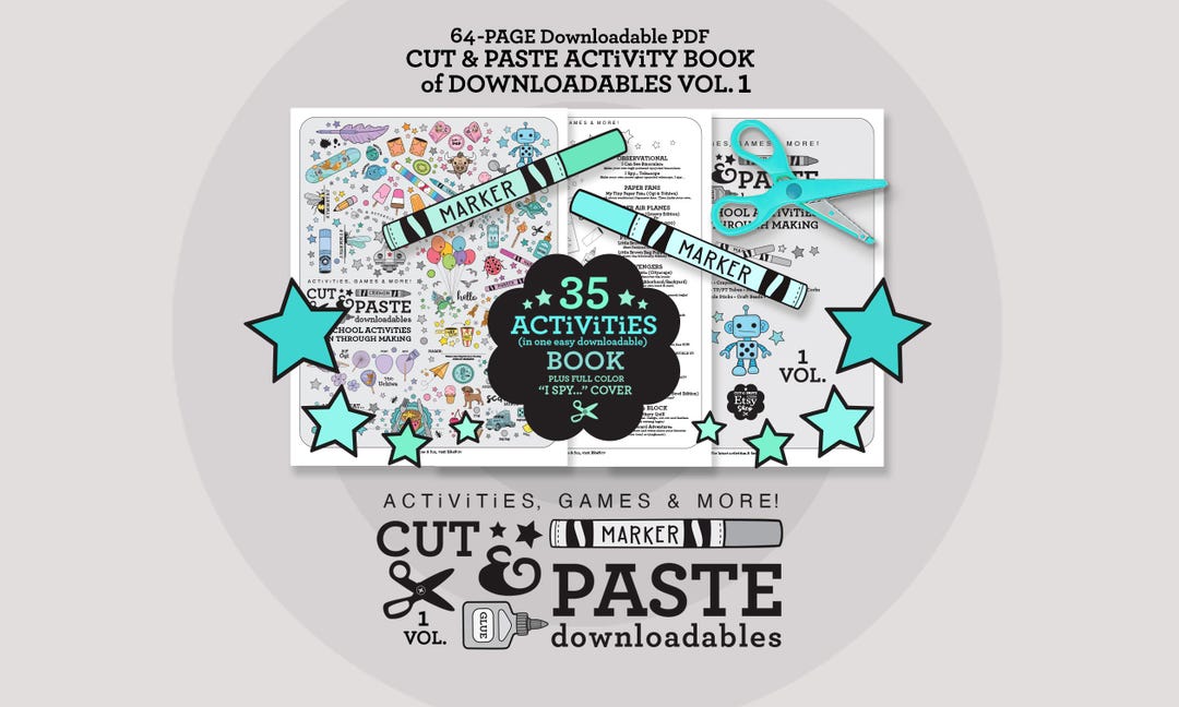 CUT and PASTE Activity Book of Downloadables VOL. 1 - Etsy Australia