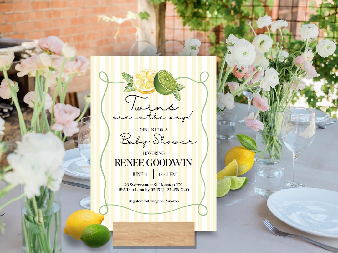Twin Baby Shower Invitation, Lemon and Lime Baby Shower Invite ...