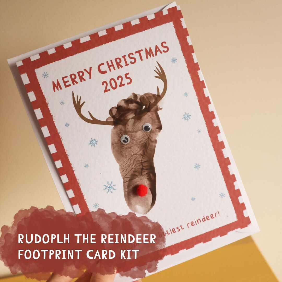 Rudolph Footprint Card Kit | DIY Baby Keepsake Christmas Card With ...