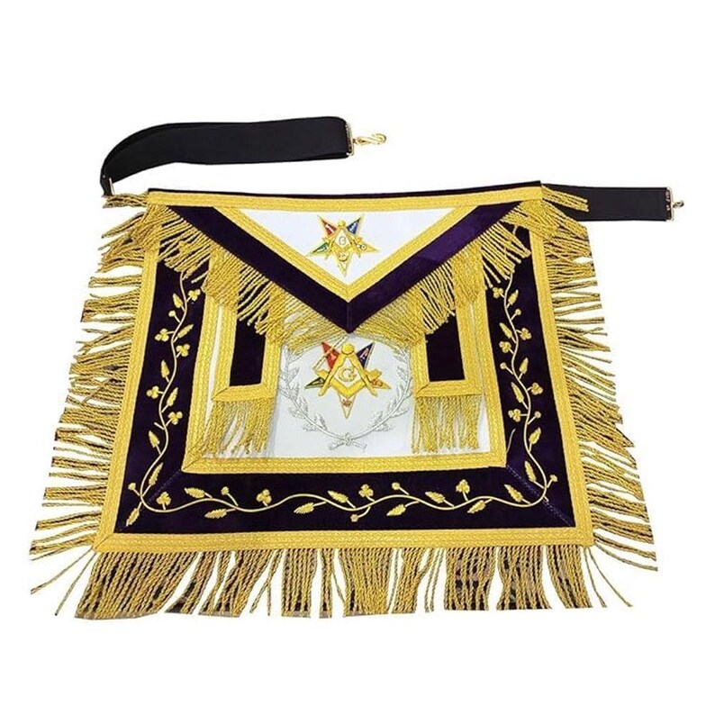 Masonic Regalia: O.E.S Grand Patron Officer Apron, Collar, Cuffs - Hand ...