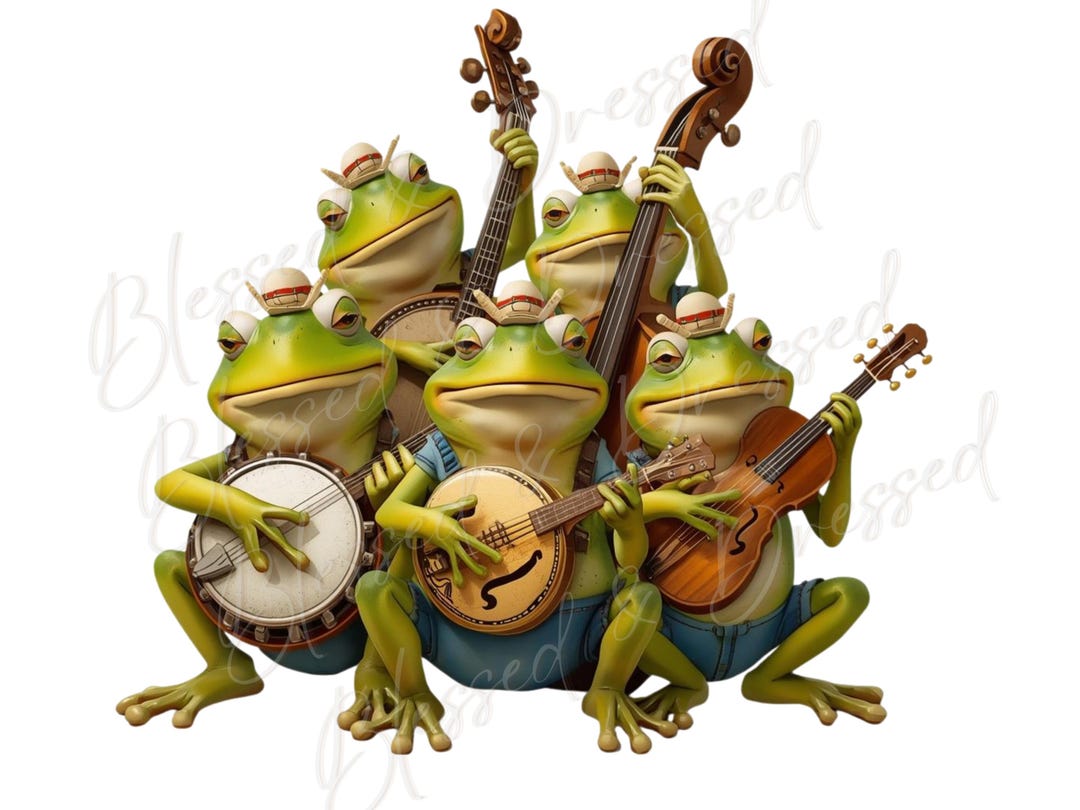 Funny Frog Band PNG – Banjo Frog Clipart, Bluegrass Frog Music ...