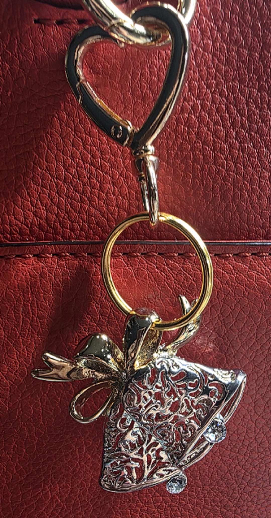 Two-toned Purse Charm From Vintage Jewelry; Silver-toned Bell & Gold ...