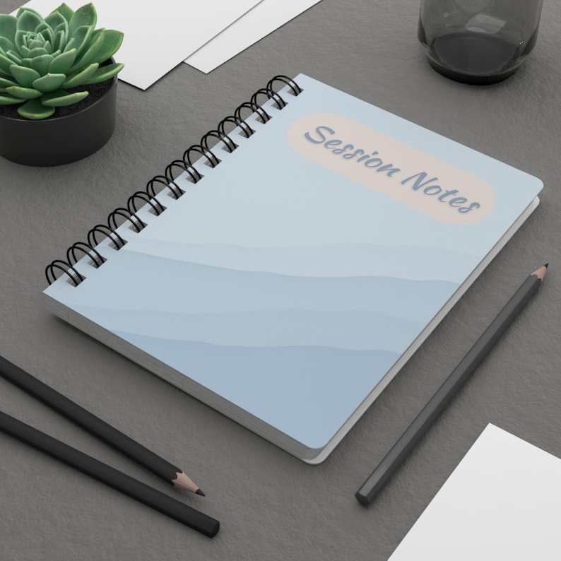 Therapist/client Session Notes Journal: Blue Wave Spiral Bound Mental ...