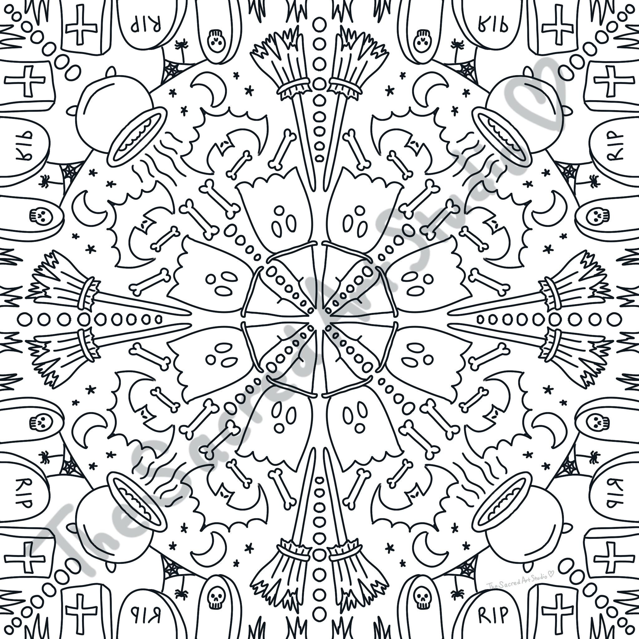 Halloween Digital Coloring Page | Instant Download | Printable Art for ...