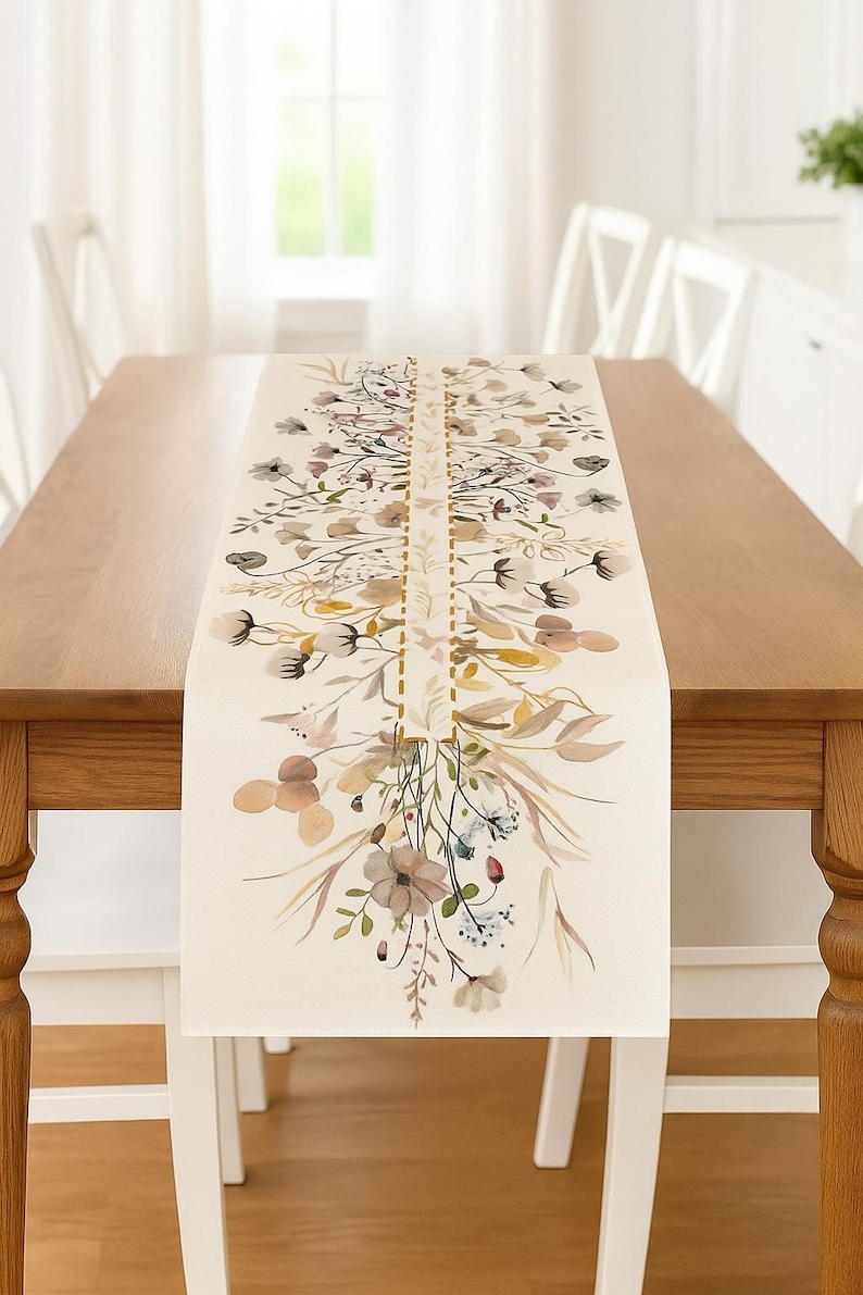 Wildflower Floral Table Runner – Rustic Autumn Dining Decor (13x108 ...