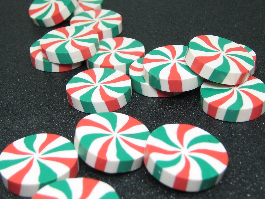 Fake Peppermint Candies Christmas Craft Cabochon Holiday Decoration Red ...