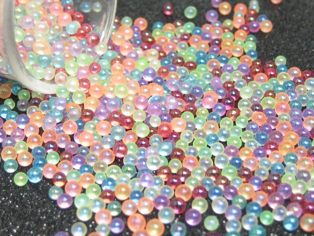 2mm Iridescent Rainbow Micro Marbles, Color Coated Glass Microbeads ...