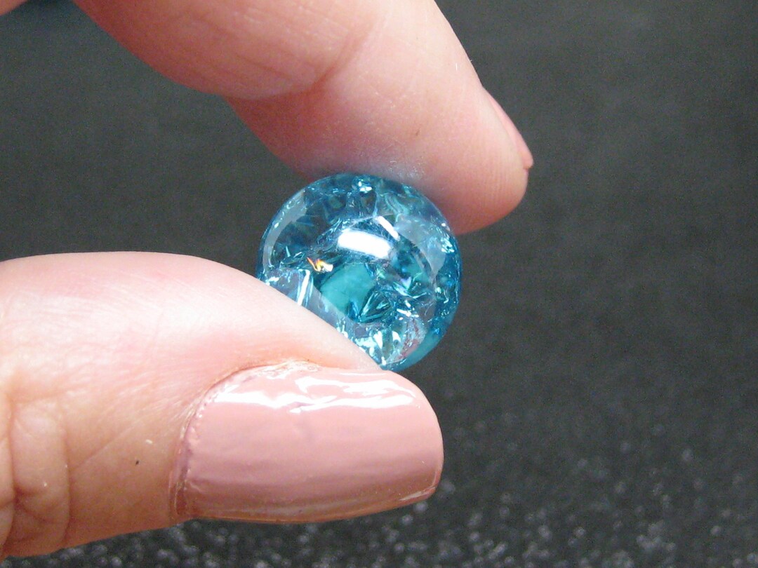 14mm Fried Marbles, Blue Cracked Glass Balls, Baked No Hole Orbs ...