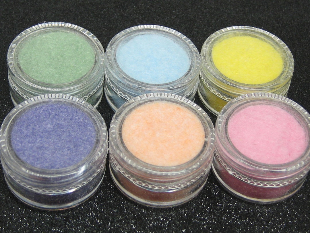 Pastels Flocking Powder Set 6 Shades Velvet Nail Art Jars, Scrapbooking ...