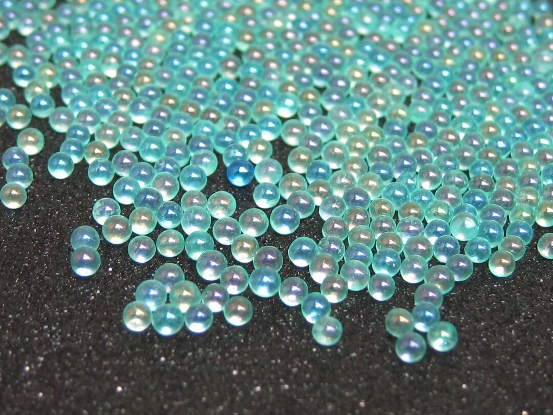 2mm Micro Marbles, Icy Turquoise Iridesent Glass Microbeads, Miniature ...