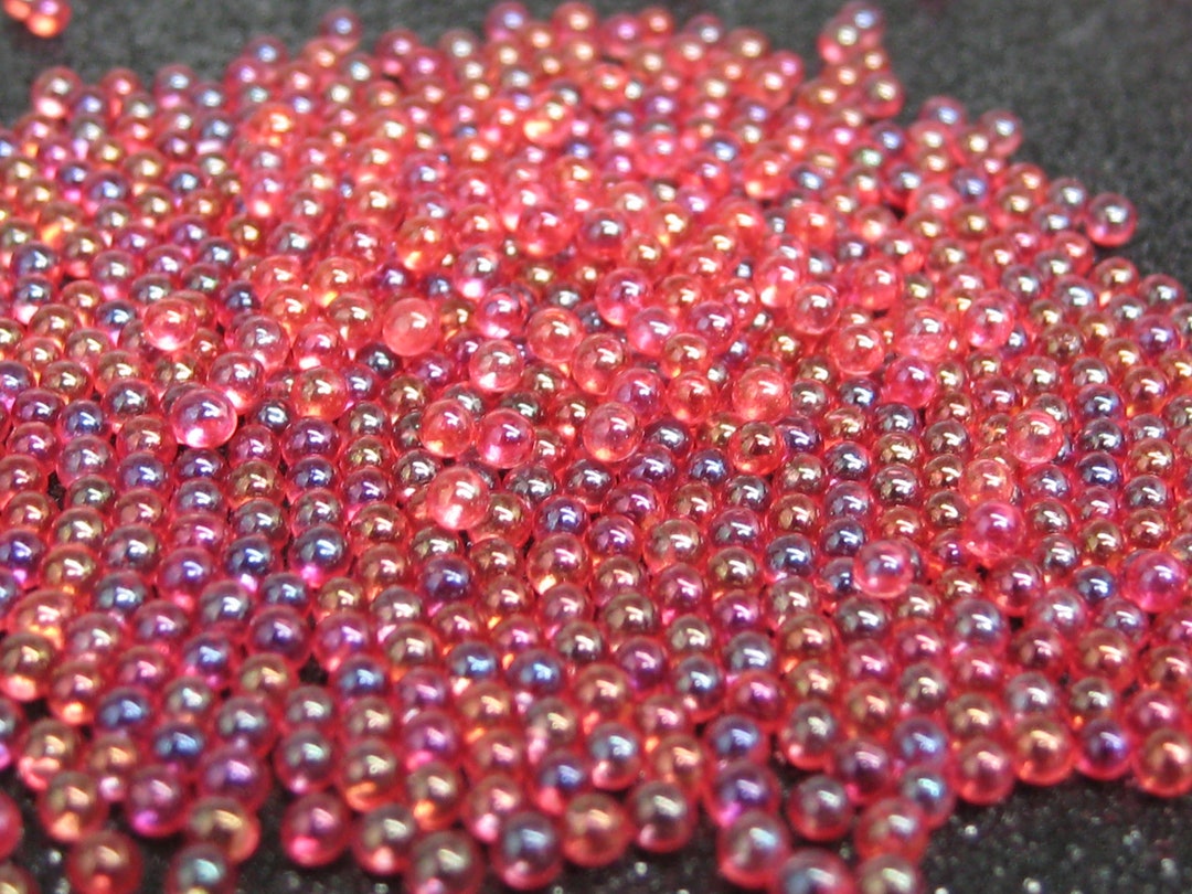 2mm Glass Microbeads, Iridescent Red Micro Marbles, Undrilled Round ...