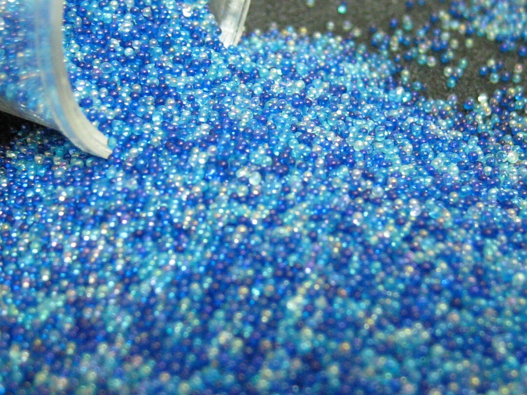 Blue Sparkles Glass Microbead Mix Caviar Micro Beads Tiny - Etsy