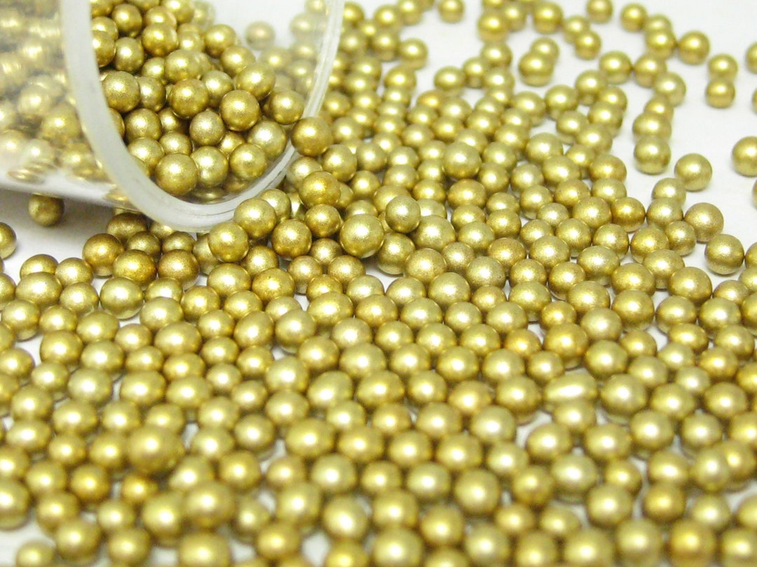 2.5mm Glass Marbles Gold Metallic Balls Microbeads Undrilled 14grams ...