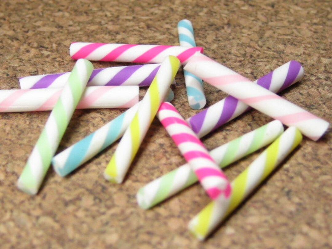 Miniature Old Fashioned Candy Sticks Decoden Straws Tiny Polymer Clay ...