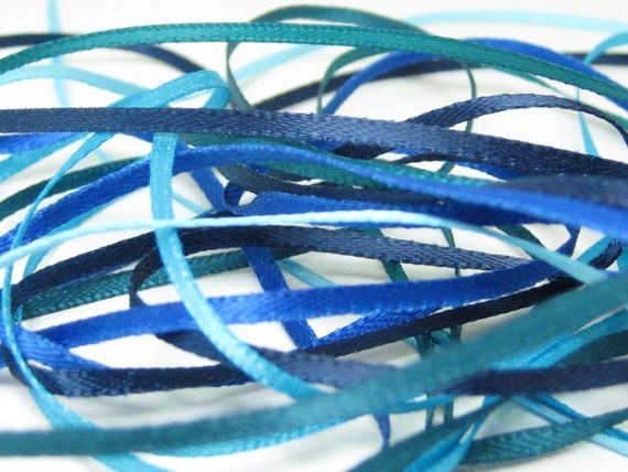 2mm Ribbon Satin Narrow 1/16 Inch Double Sided Blues Bundle 6 - Etsy
