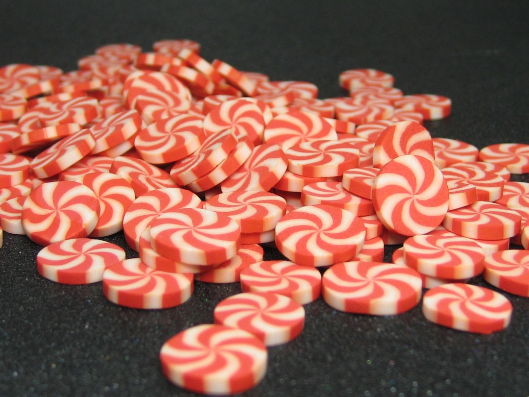 Miniature Peppermint Candy Discs 9mm 11mm Christmas Cabochons Polymer ...