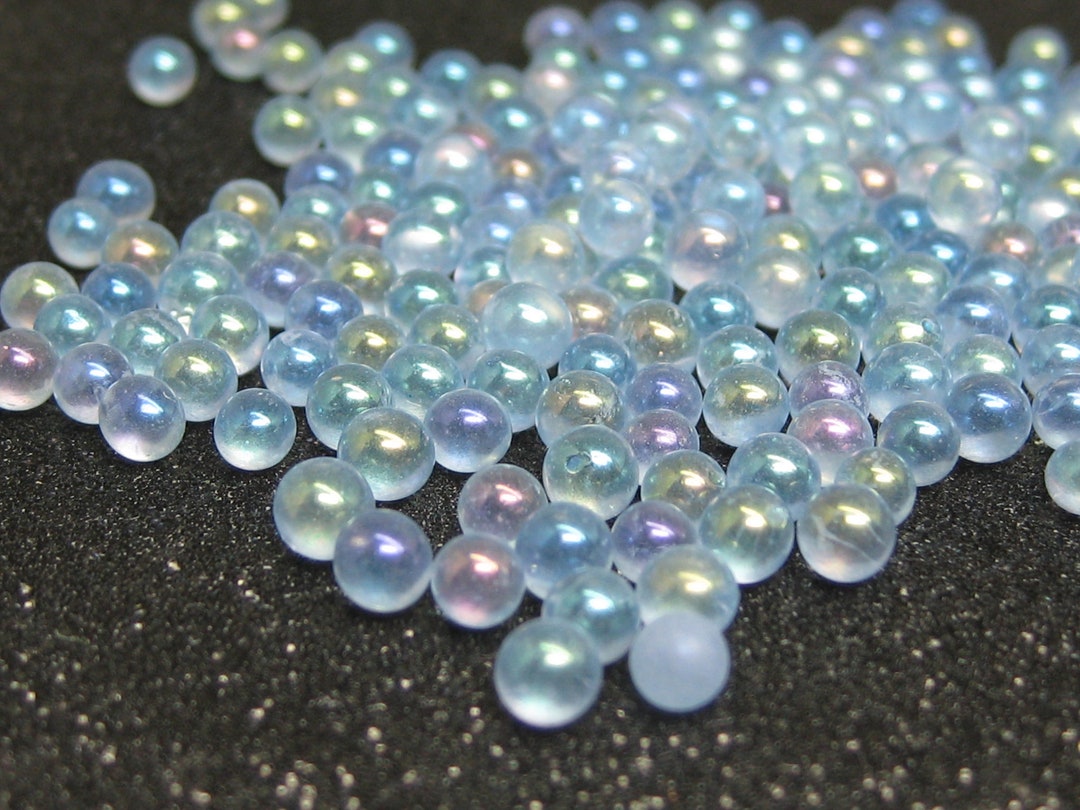 3-3.5mm Micro Marbles, Cornflower Blue Iridescent Glass Microbeads ...