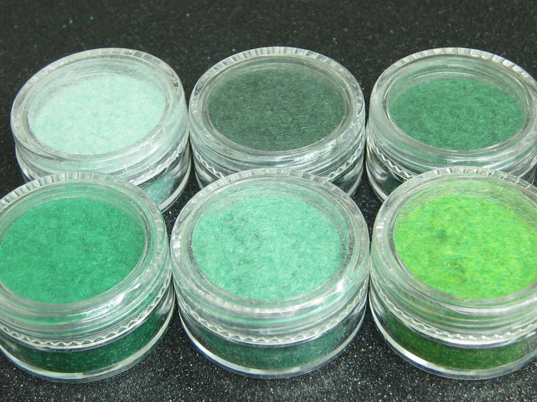 Green Flocking Set 6 Jar Shades, Velvet Nail Powder, Scrapbooking ...