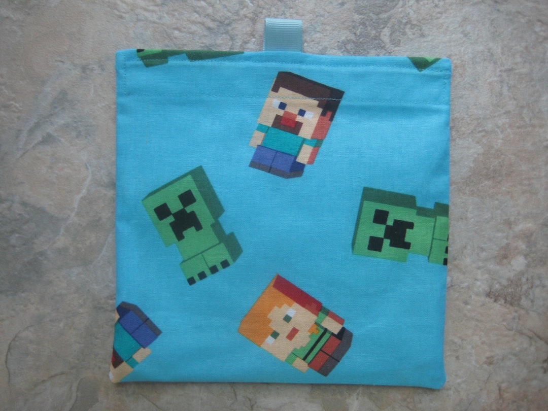 Minecraft Blue Reusable Sandwich Bag Reusable Snack Bag - Etsy