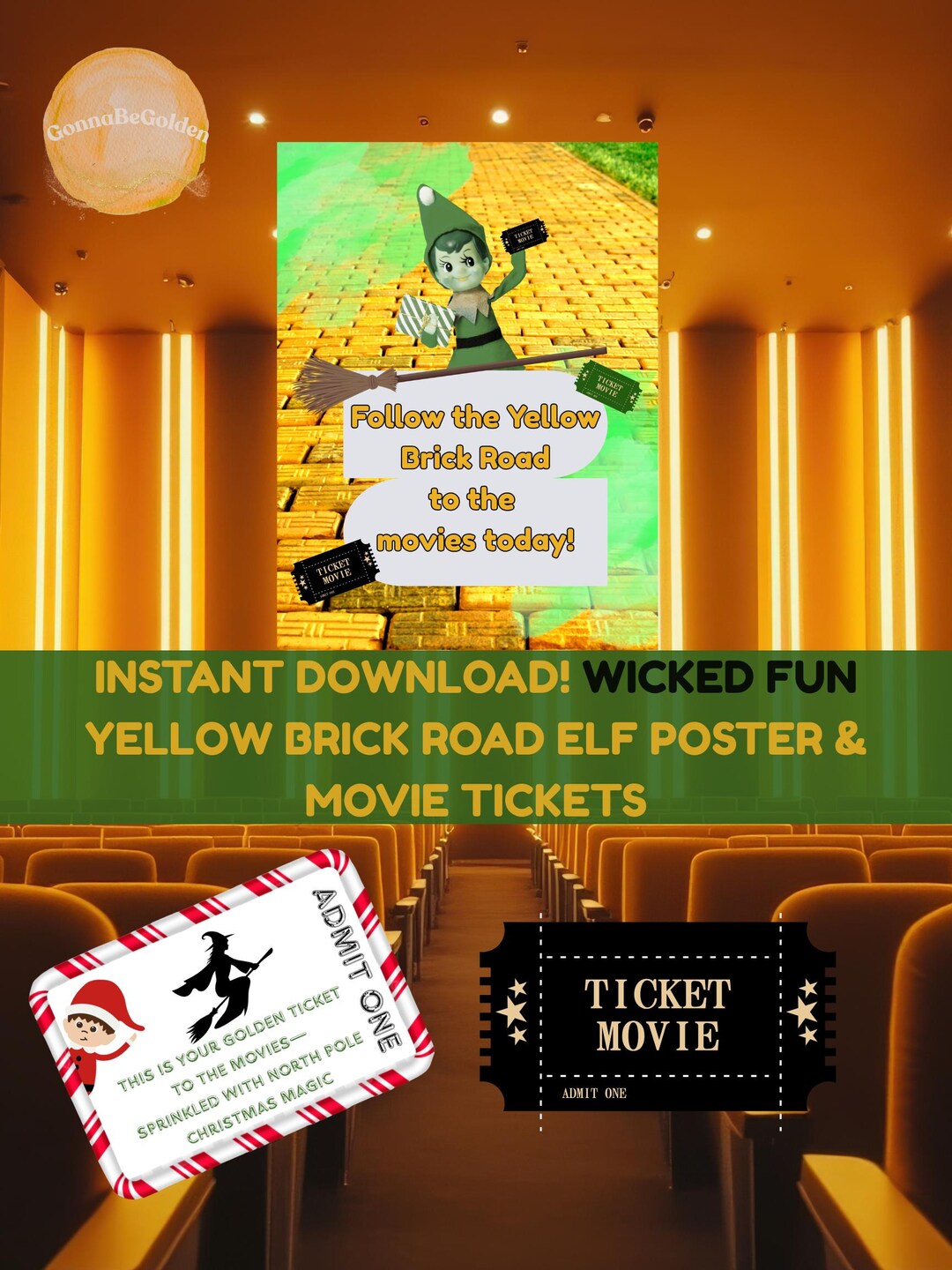 WICKED Fun Elf Yellow Brick Road Poster AND Movie Tickets | Instant ...