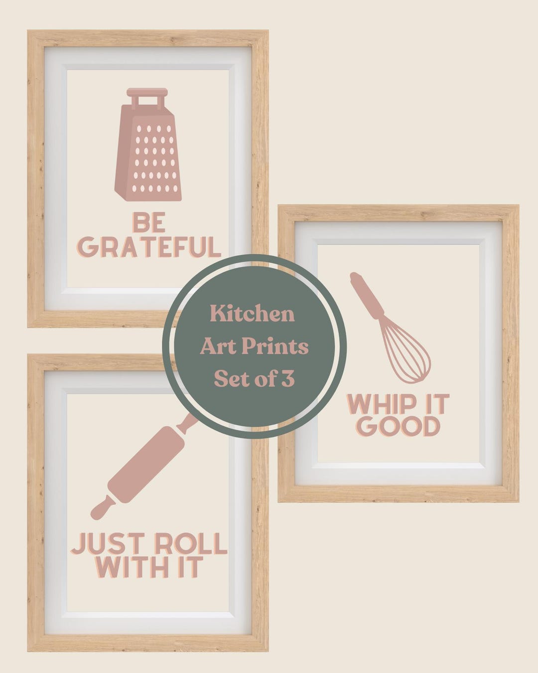Neutral Funny Pun Kitchen Art Prints - Set of 4 Prints - INSTANT ...