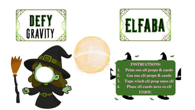 Wickedly Fun Elf Witch Holiday Elf Props & Cards | Instant Download ...