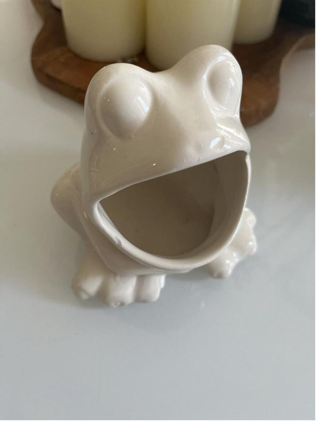 Wide Mouth Ceramic Frog Kitchen Sink Sponge Soap Scrubbie Holder Kitch ...