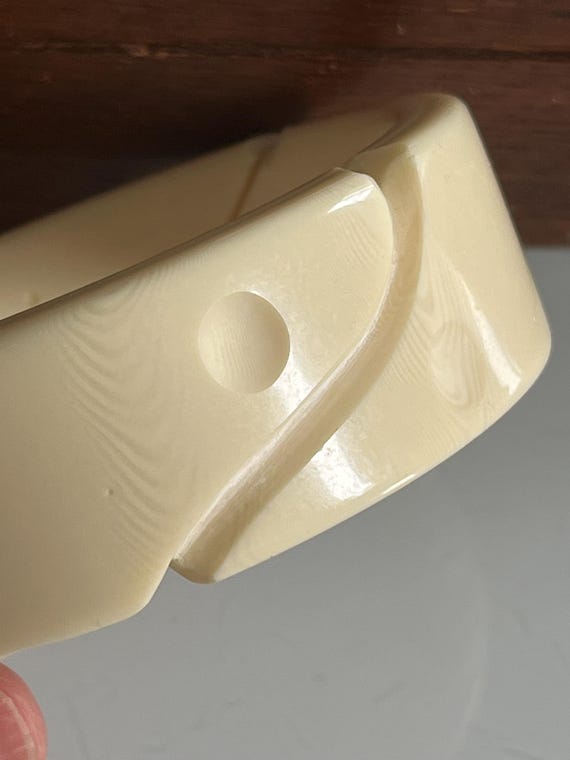 Vintage Carved Ivory Celluloid Bangle - Gem