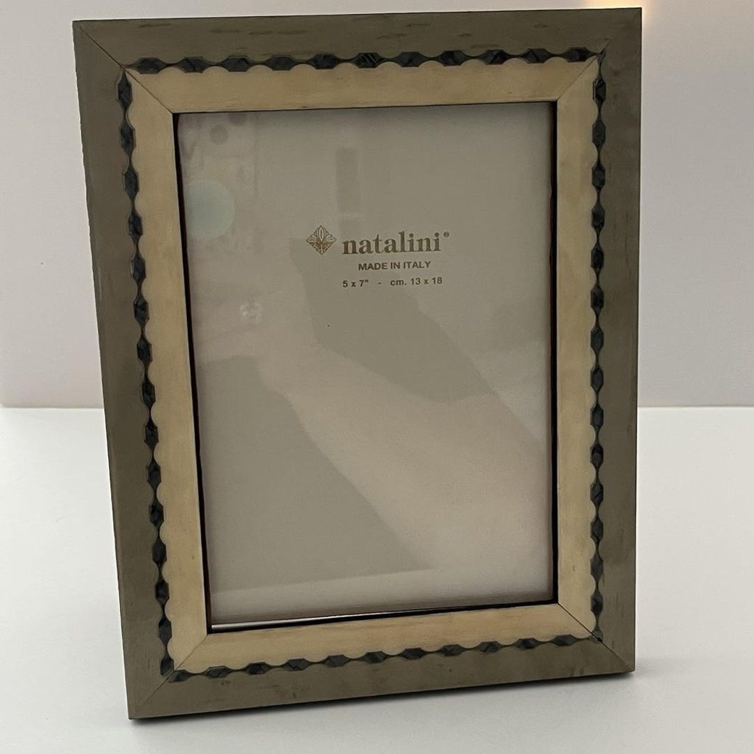Natalini Photo Frame 5 X 7 Green Cream Lacquered Inlay Wood Vintage - Etsy