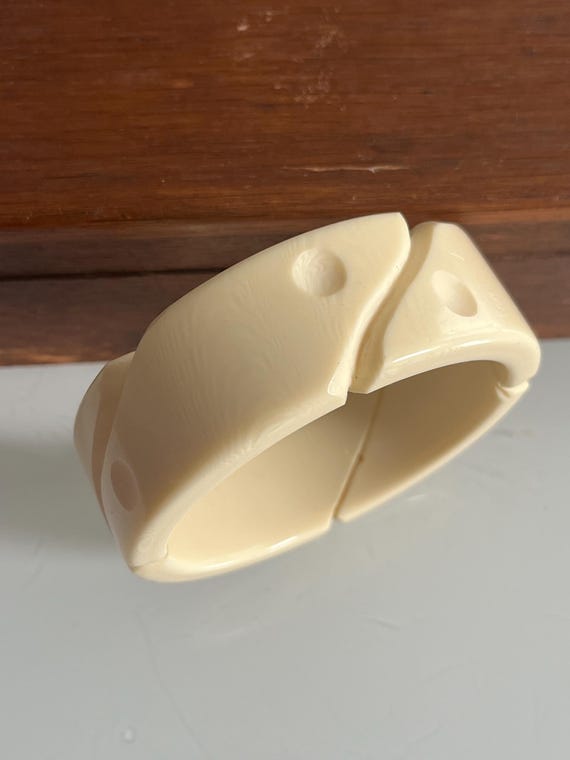 Vintage Carved Ivory Celluloid Bangle - Gem
