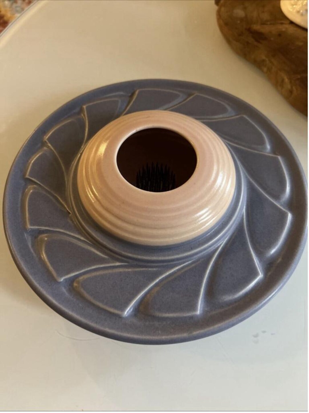 PEI Studio Pottery Ikebana Vase Signed Japanese Flower Frog Floral ...