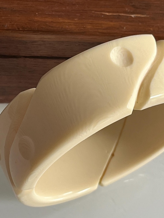 Vintage Carved Ivory Celluloid Bangle - Gem