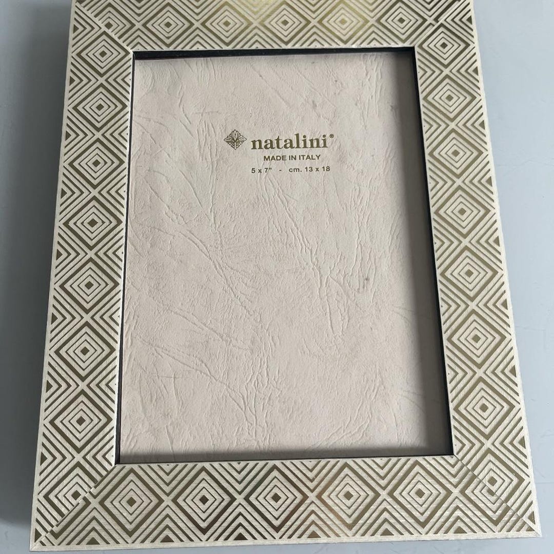 Natalini Photo Frame 5 X 7 Gold Cream Geometric Print Vintage Modernist ...