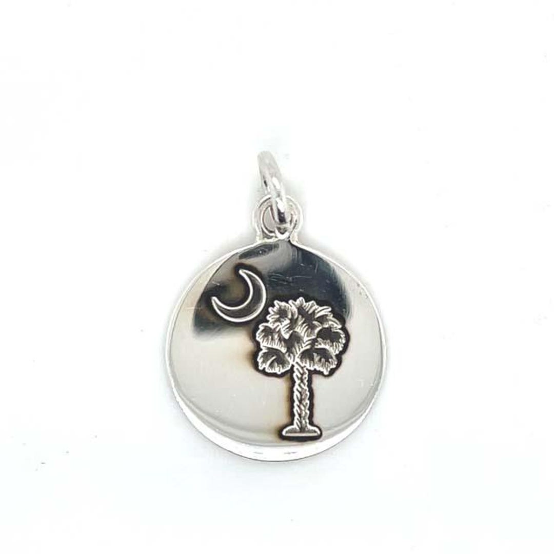 Sterling Silver Palmetto Tree Pendant - South Carolina Moon Charm - Etsy