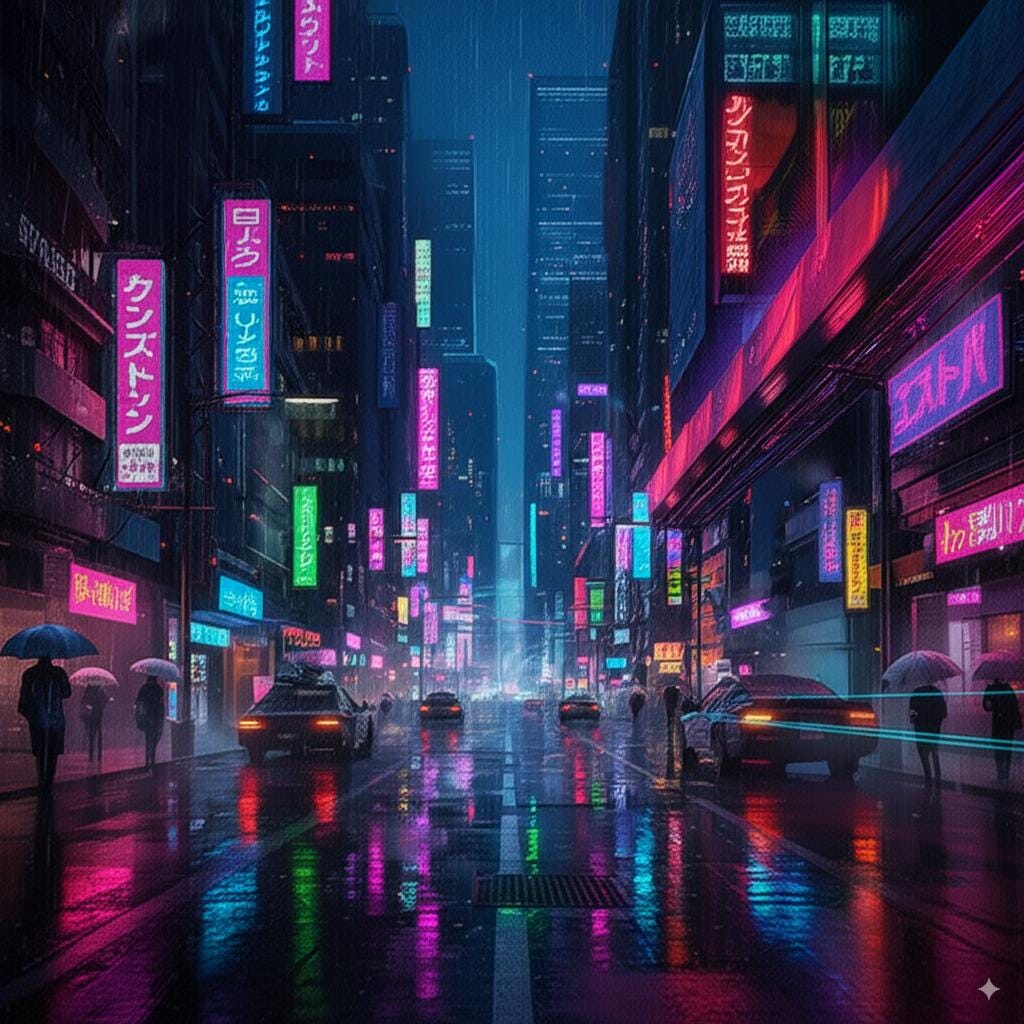 Cyberpunk Tokyo Street Art: Neon Japanese City Poster (digital Download ...