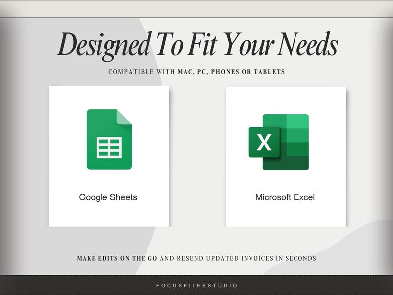 Editable Invoice Template Small Business Excel Google Sheets PDF Beige ...