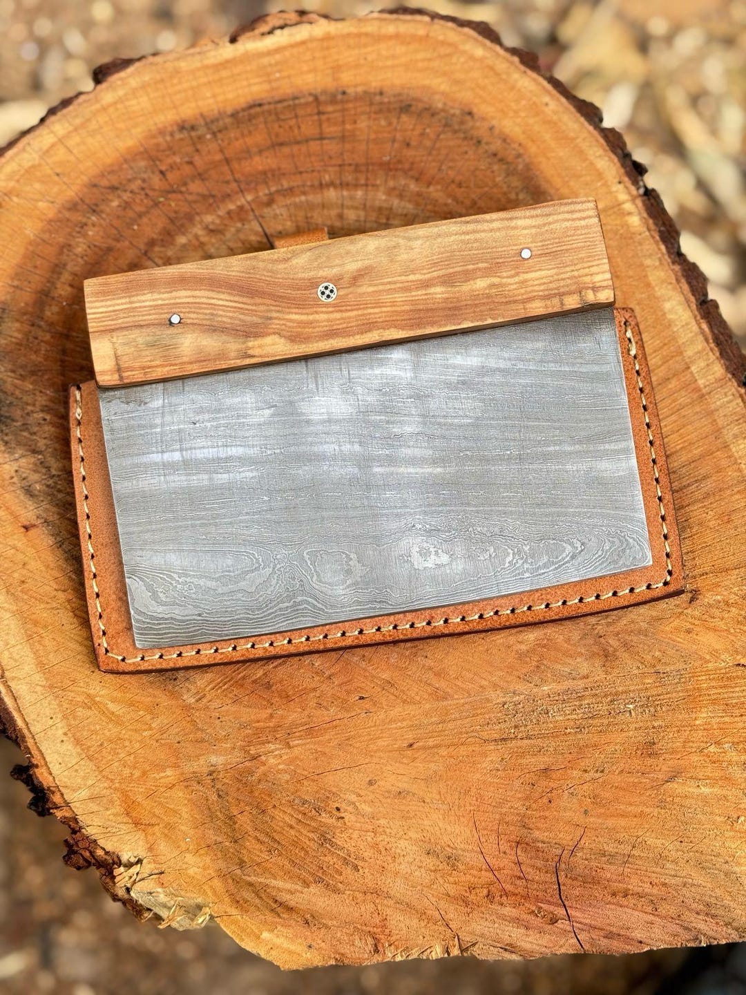 Hand Forged Damascus Steel Dough Cutter | Bench Scraper, Chopper & Chef ...