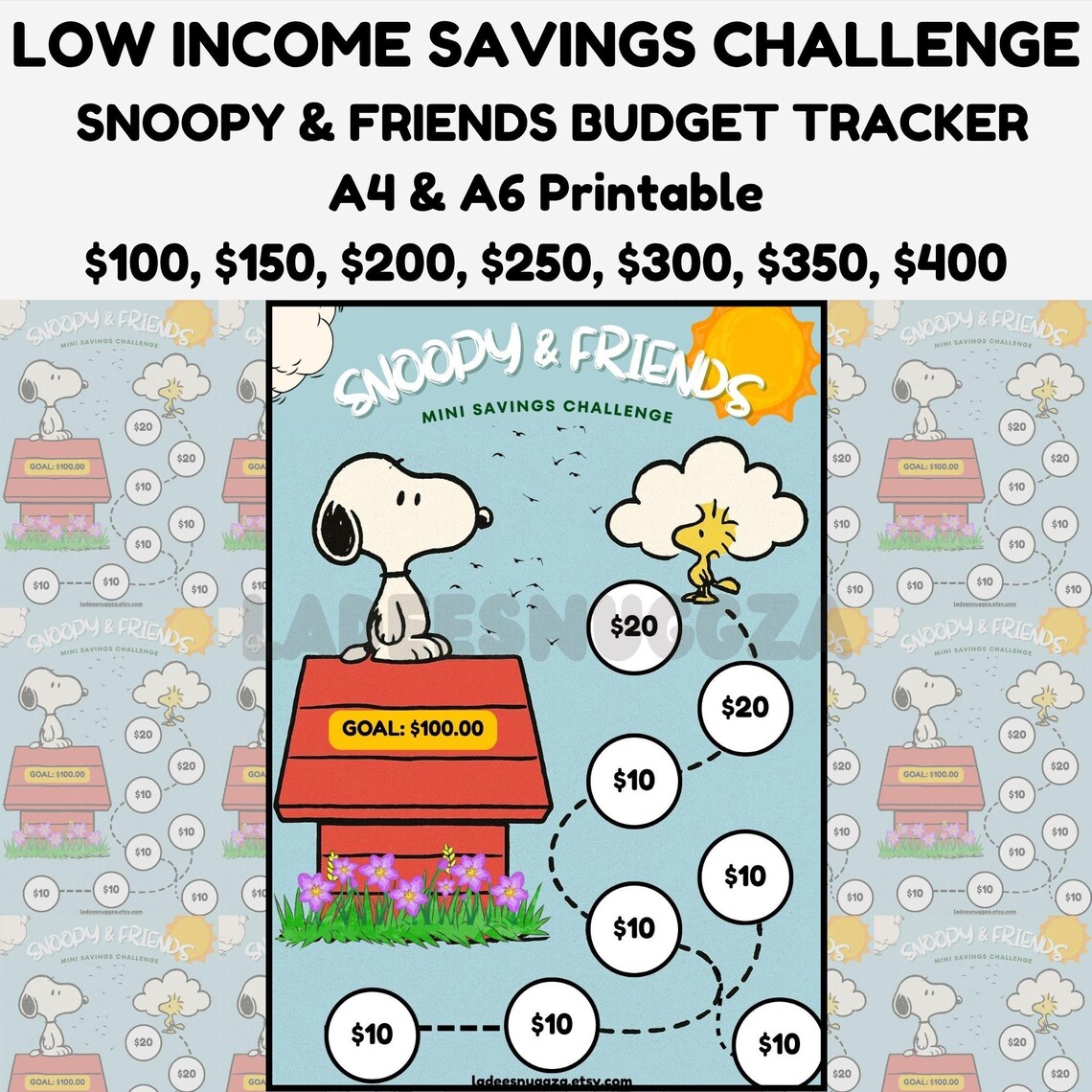 Snoopy & Friends Mini Savings Challenge | Budget Tracker | A4 and A6 ...