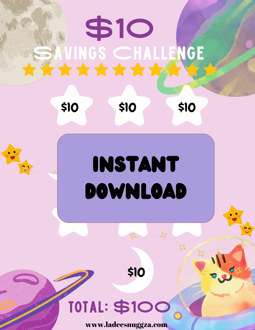Ten Dollars Mini Savings Challenge (A4 Printable) - Etsy
