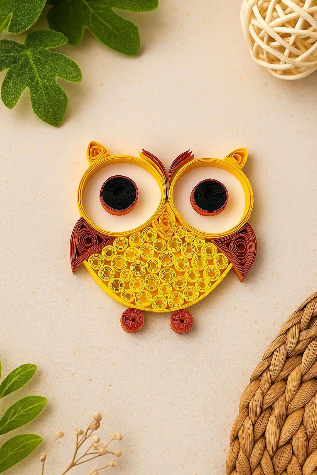 Handmade Paper Quilled Owl Magnet: Colorful Fridge Decor (3x3”) - Etsy