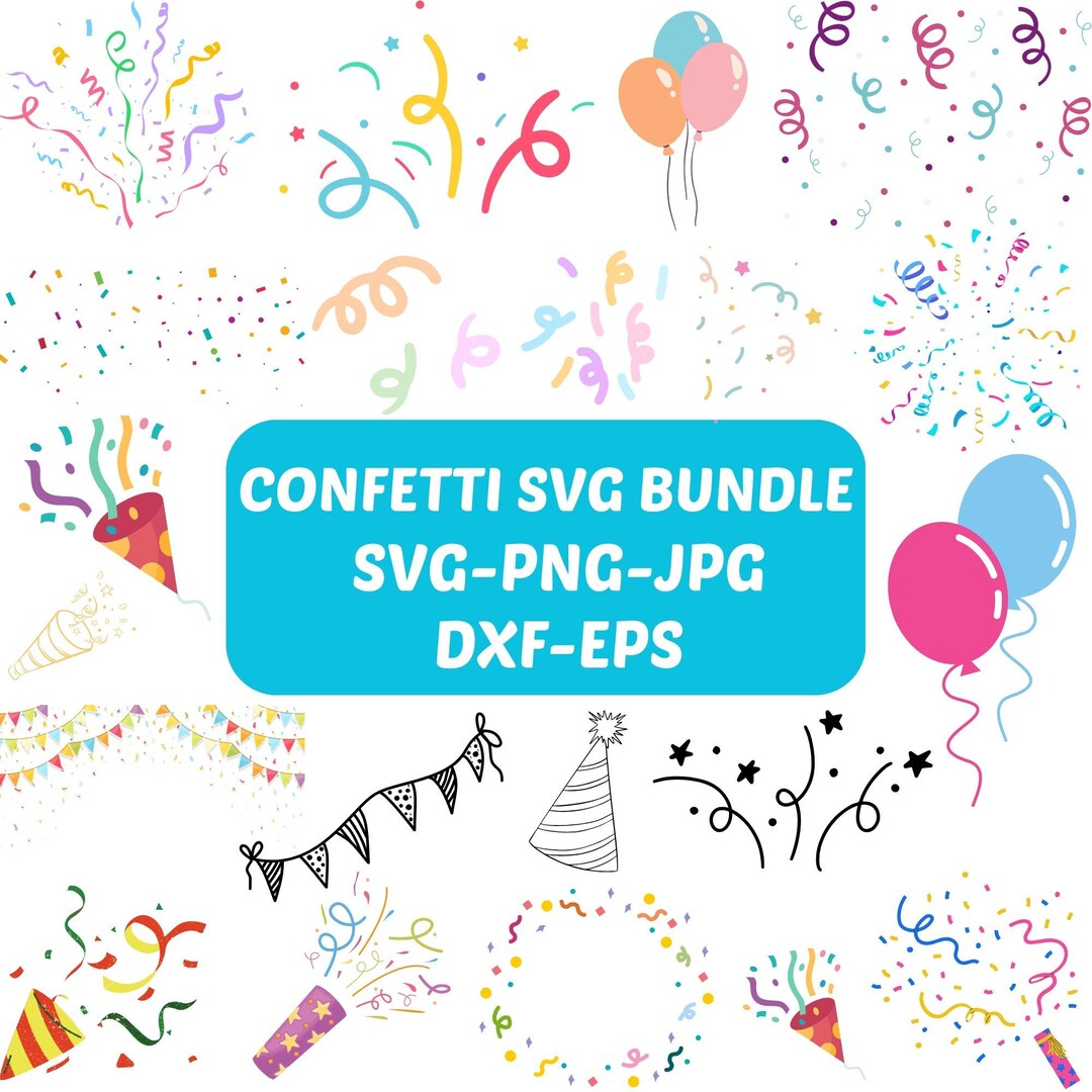 Confetti SVG Bundle: Birthday Party Clipart, PNG, Silhouette - Etsy