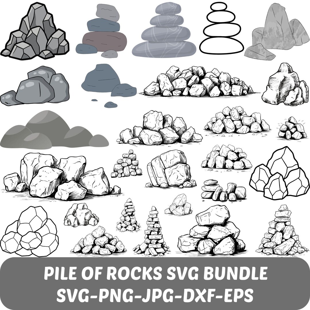 Pile of Rocks SVG Bundle: Stones Vector Clipart (digital Download) - Etsy