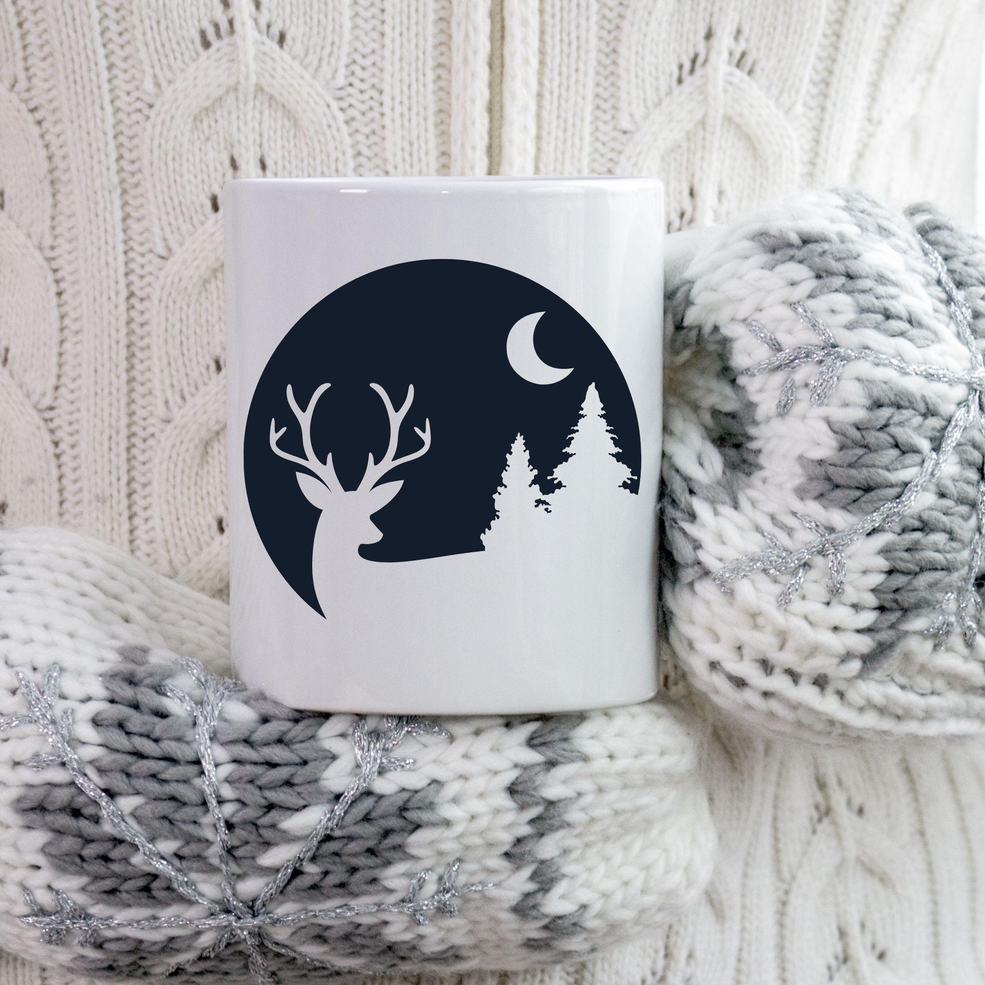 Christmas Scene SVG Bundle: Santa, Reindeer, Winter Pines (digital ...