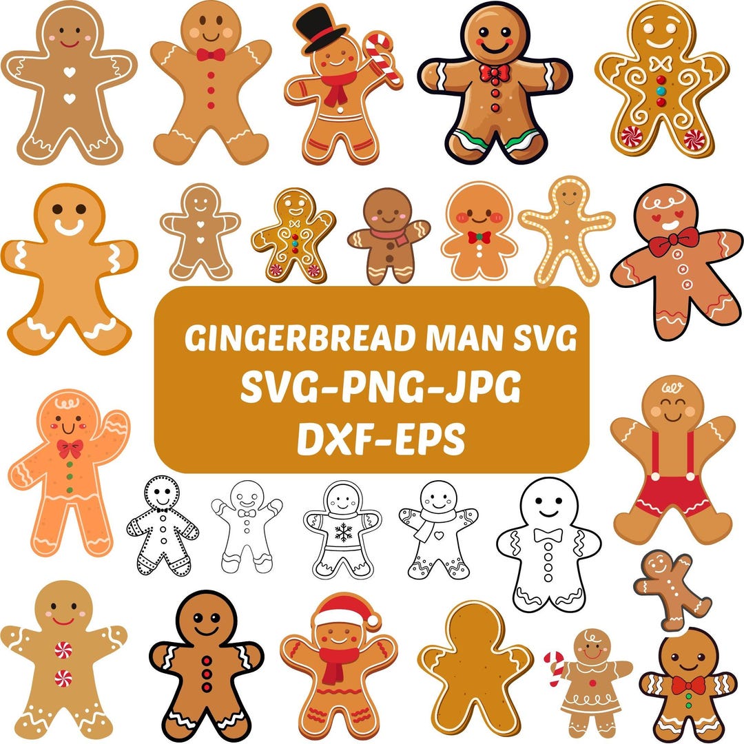 Gingerbread Man SVG Bundle: Christmas Cut Files (digital Download) - Etsy