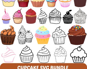 Cupcake SVG Bundle: Cake Cut File, Sweets Clipart (instant Download) - Etsy