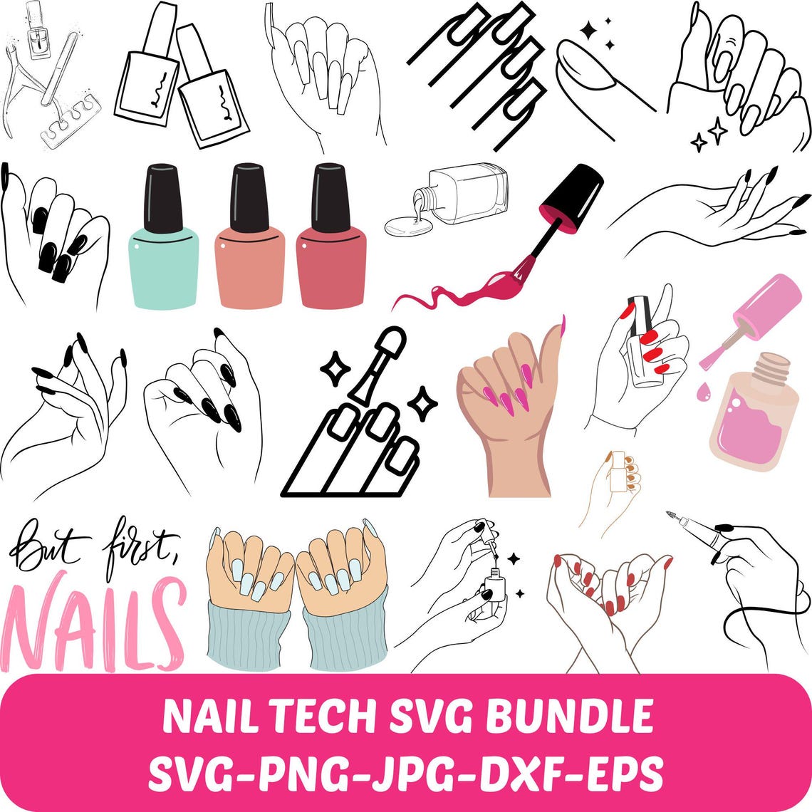 Nail Tech SVG Bundle: Nail Art Designs (digital Download) - Etsy