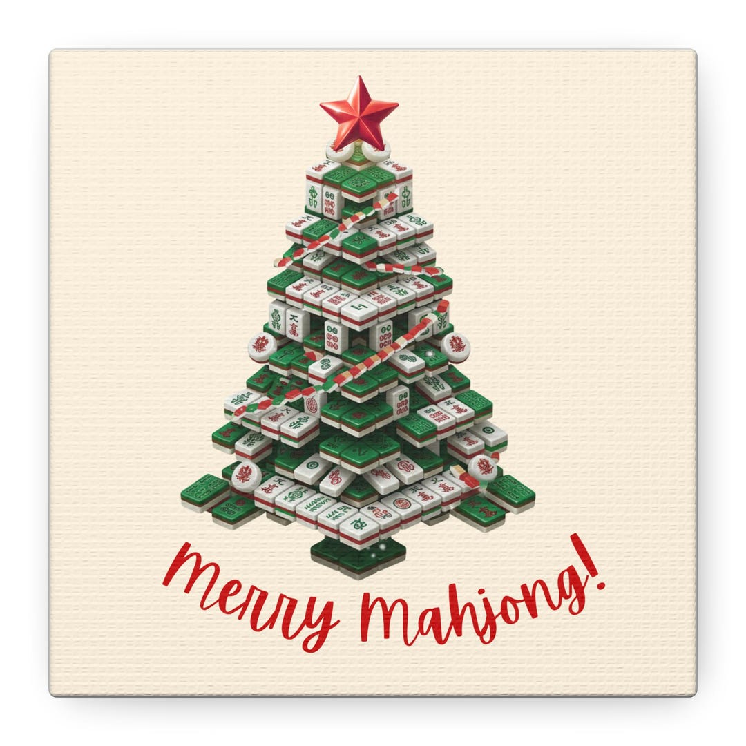 Merry Mahjong Christmas Tree Canvas Art, Holiday Decor - Etsy