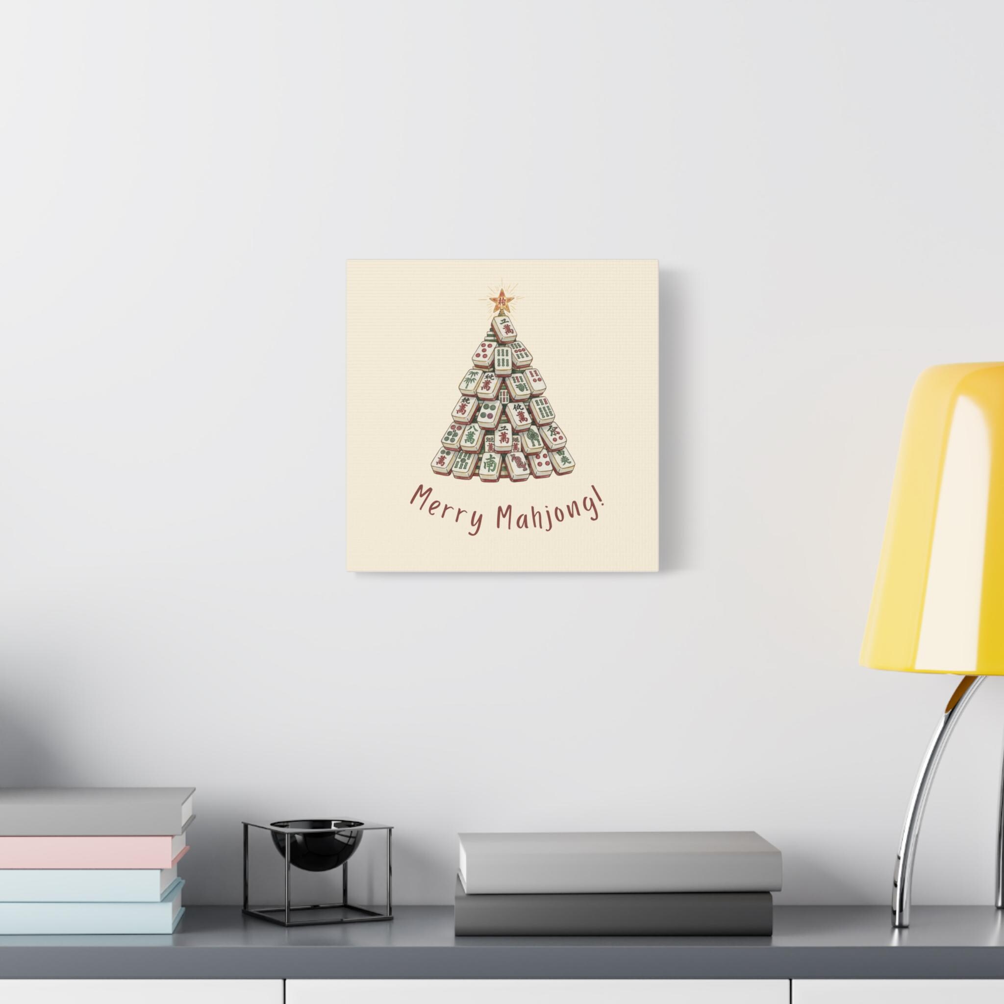 Merry Mahjong Christmas Tree Canvas Wall Art - Etsy