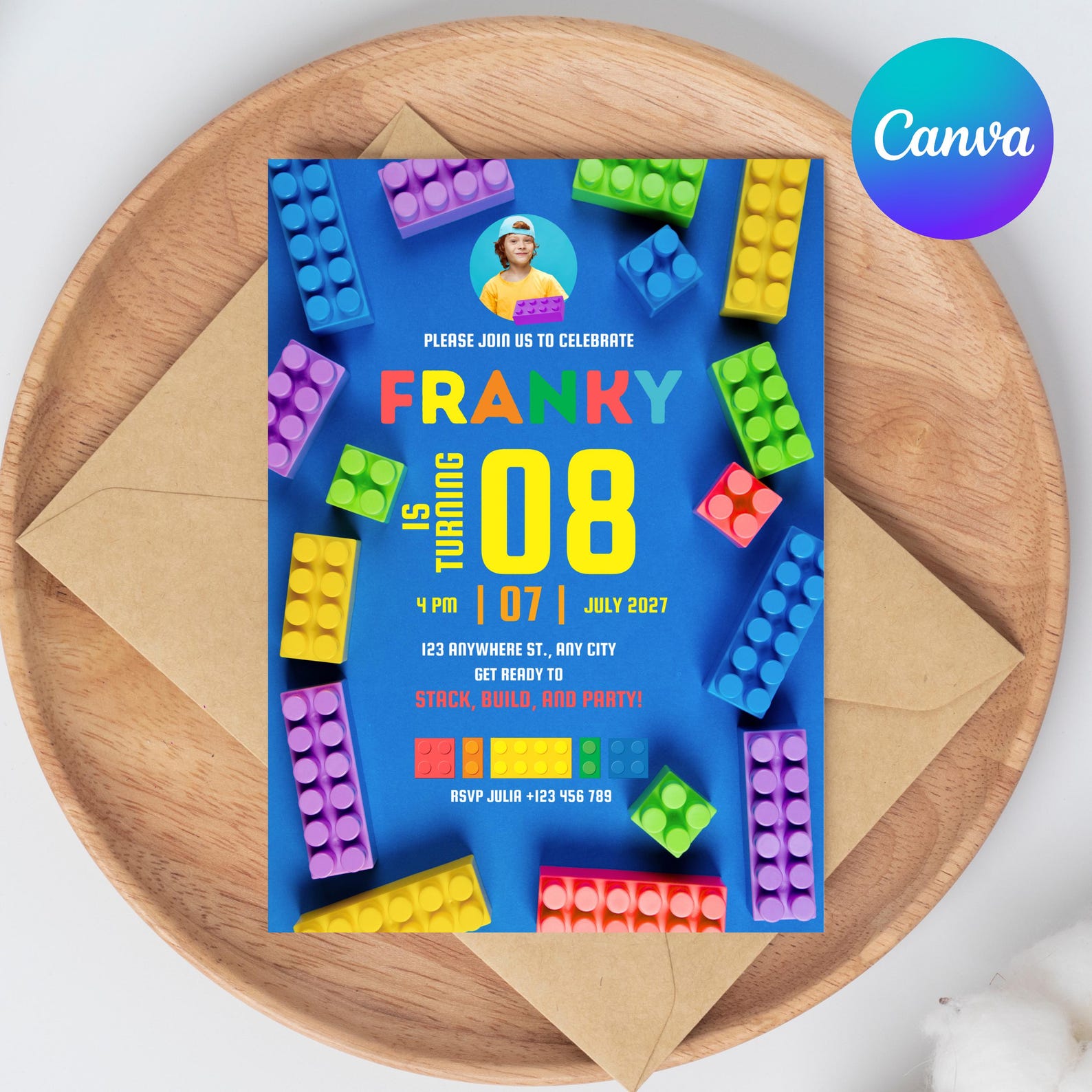 Legoland Birthday Invitation | Lego Party Invite for Kids | Editable ...